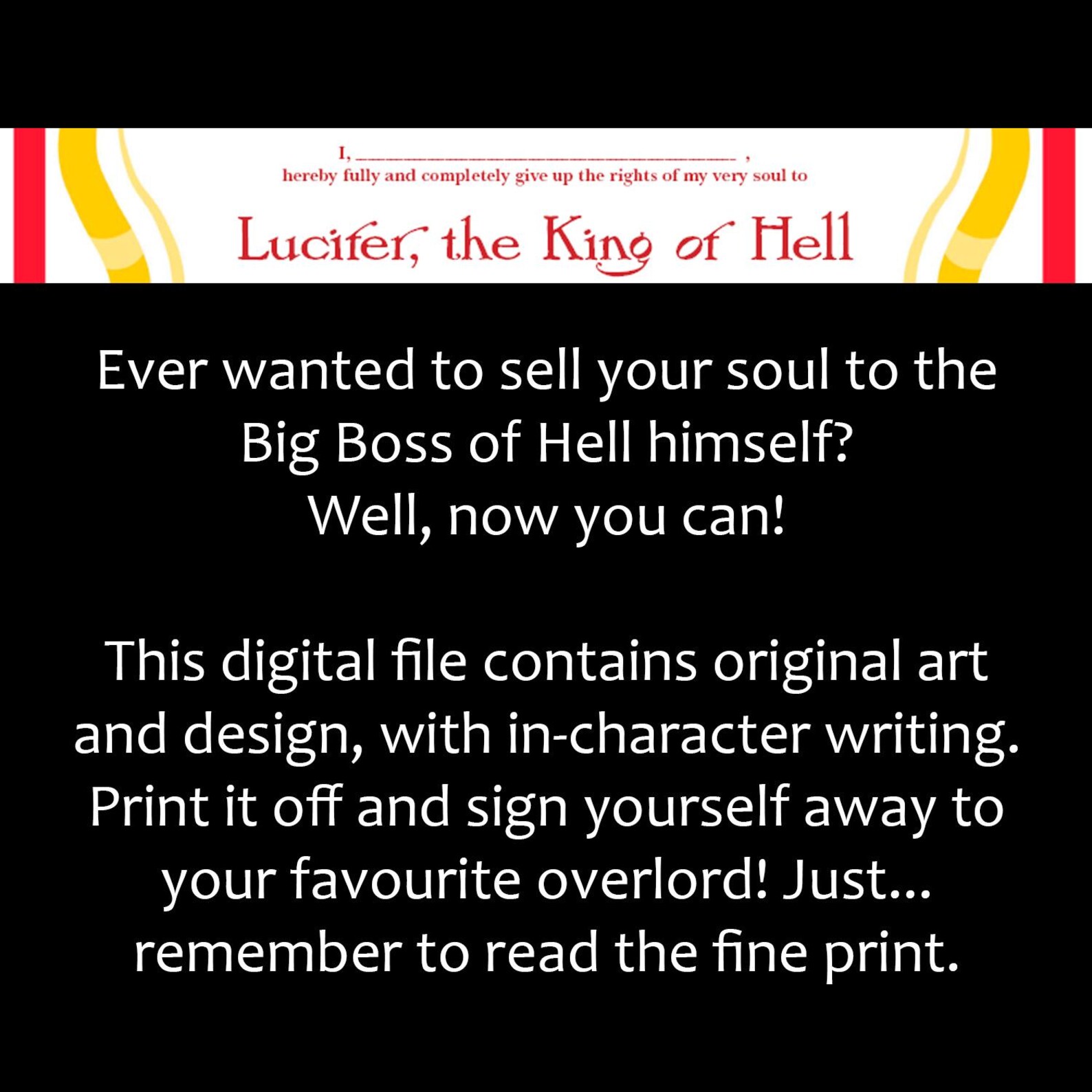 Sell Your Soul to Lucifer - Printable Contract - Etsy