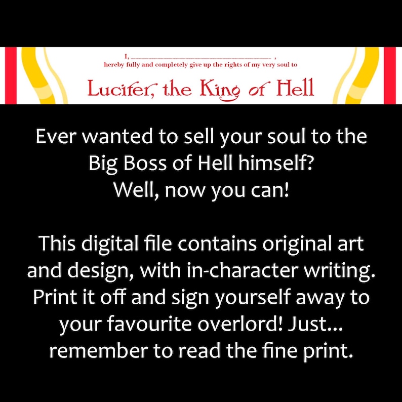 Sell Your Soul to Lucifer - Printable Contract - Etsy