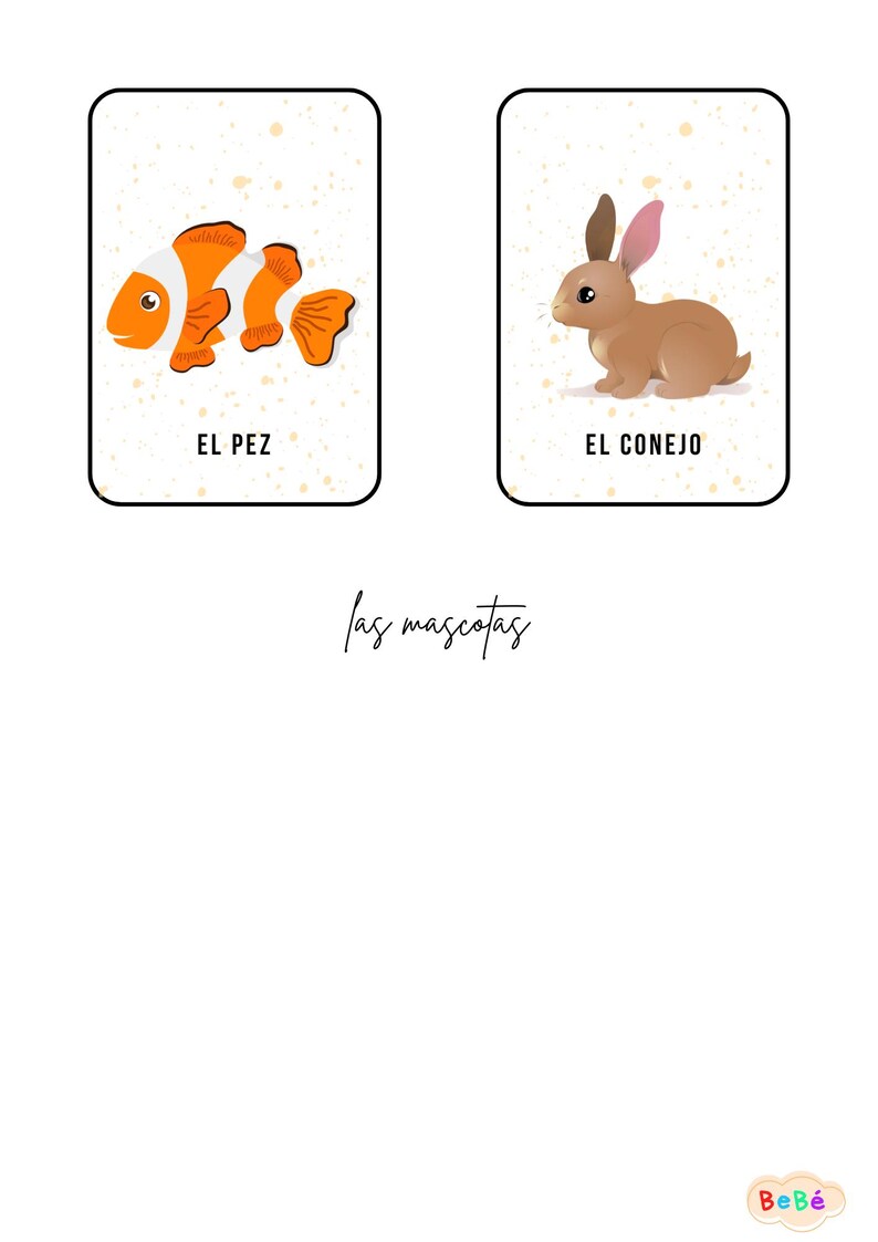 PETS Spanish Flashcards (for Kids) - MASCOTAS Spanish Flashcards (for ...