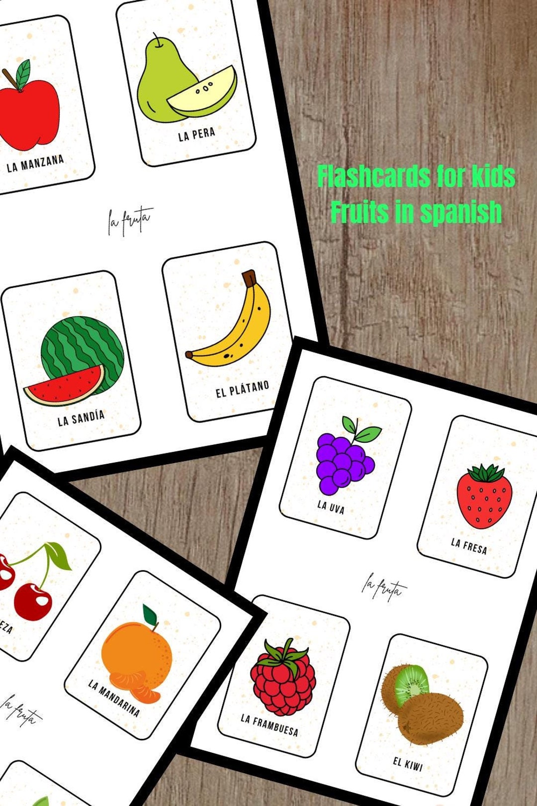 Fruit Flashcards in Spanish / Spanish Flashcards Fruits - Etsy