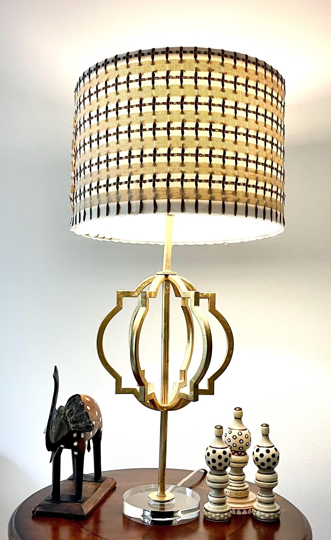 Lampshade Wrap Around Cover-up, White Brown Embroidered, Drum Shade ...