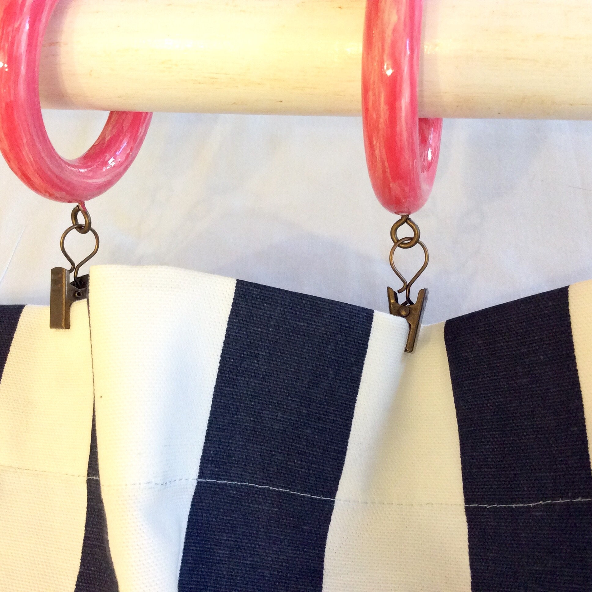 Canopy Stripe Curtain Single Panel Any Length Cotton | Etsy