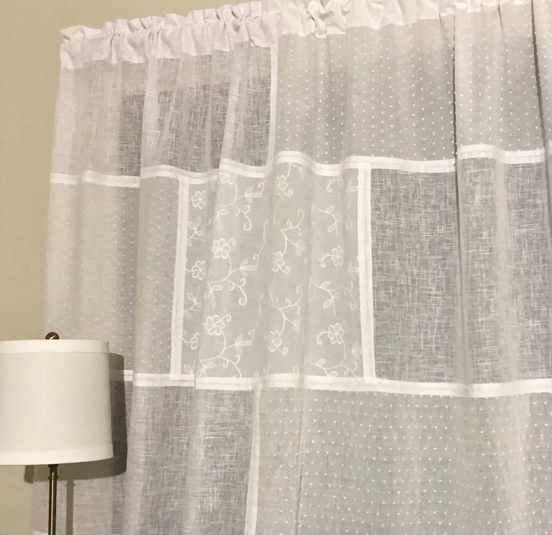 Patchwork Curtain, Rustic Shabby, French Country, Romantic White ...