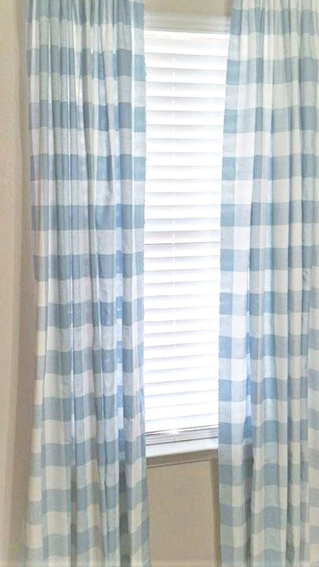 Plaid Check Curtain in Cashmere Blue, All Cotton Made to Order ...