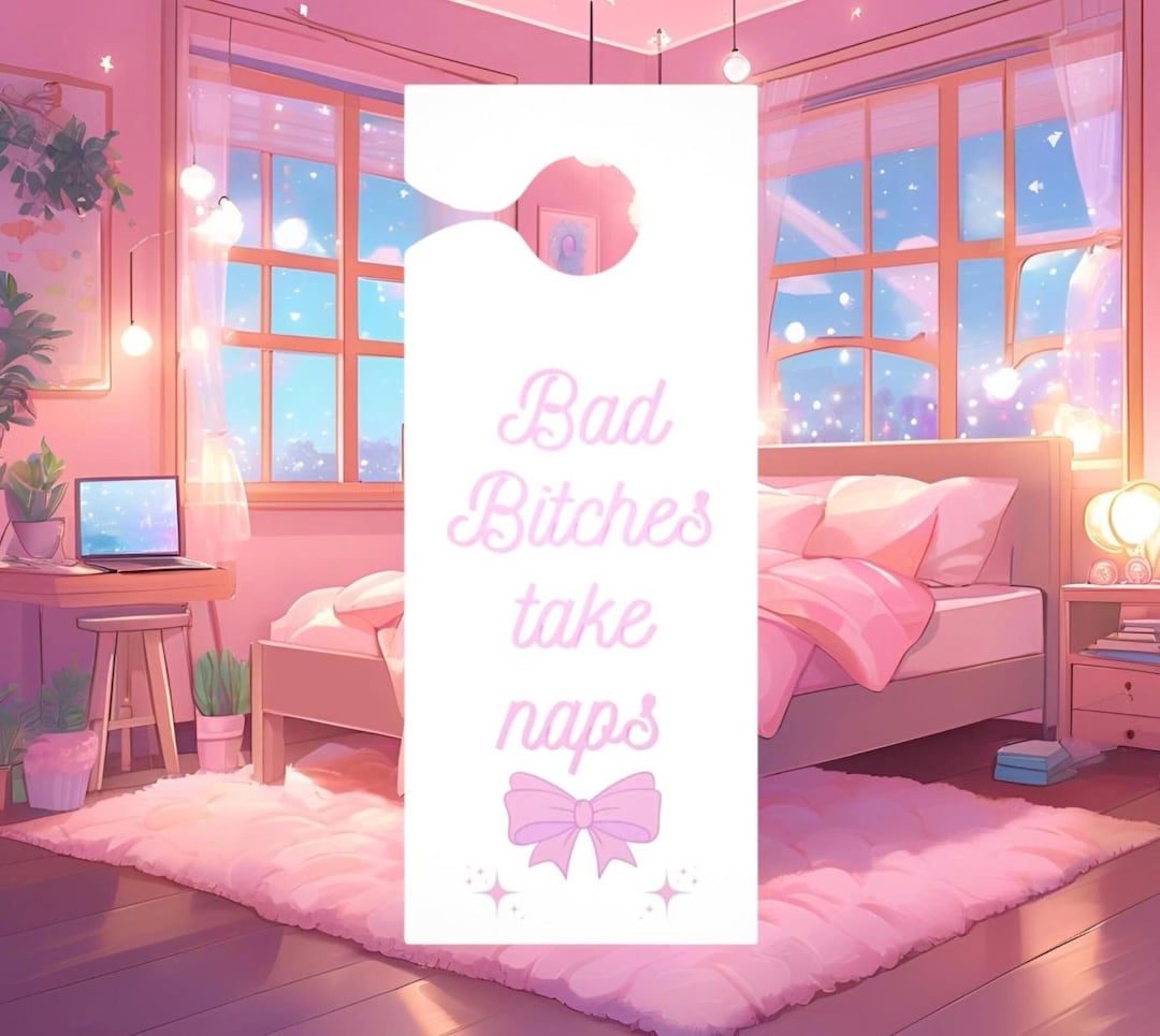 Fun Cute Girly Do Not Disturb Door Sign Room Decor Pink Bow Sleep Naps ...
