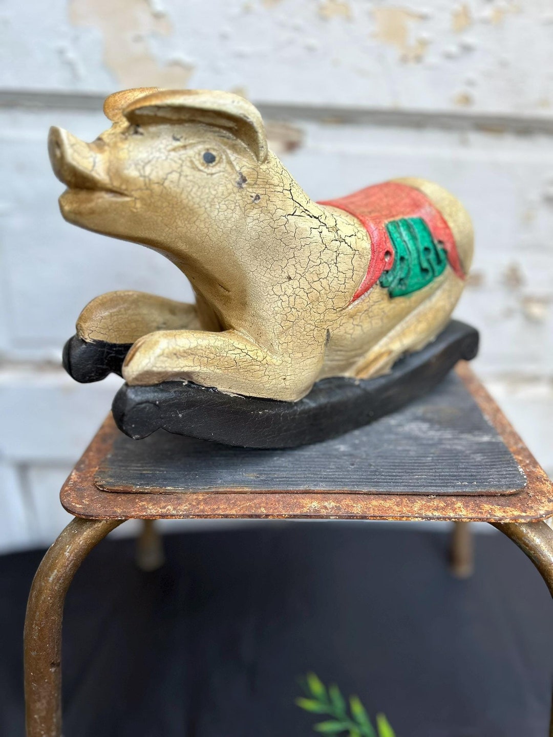 Vintage Folk Art Hand-carved Wood Rocking Pig, Tabletop - Etsy