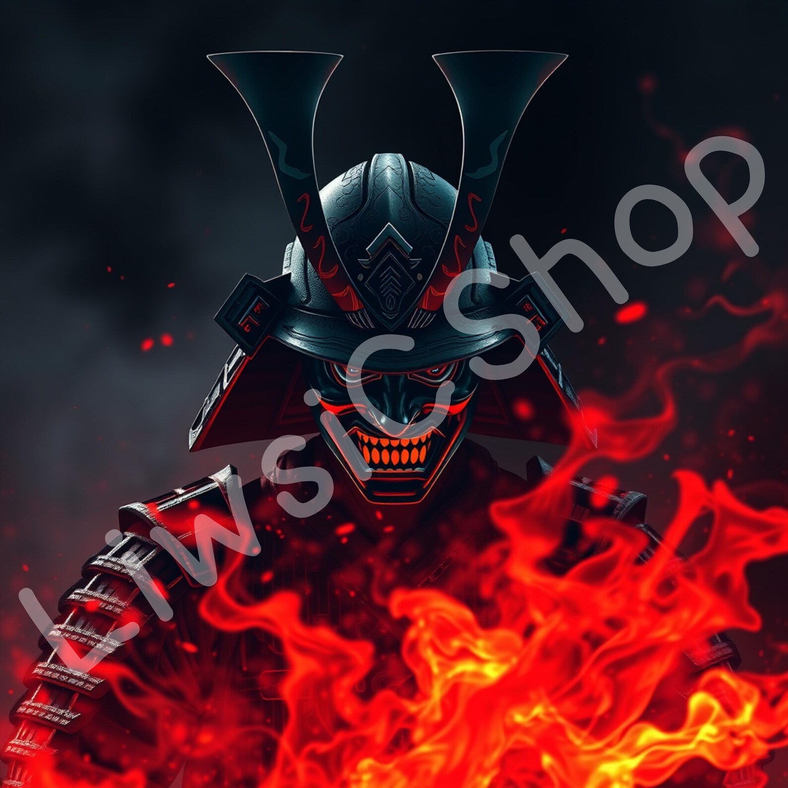 Samurai Full Blaze V1|samurai| Blaze | Digital Art Print | Wall Art ...