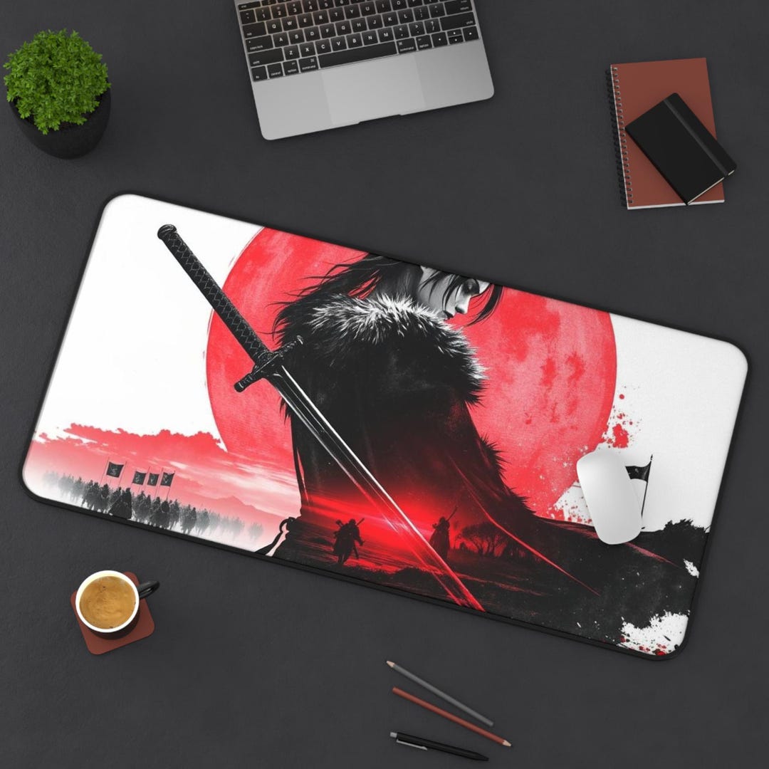 Desk Mat, Female Samurai Warrior Desk Pad, Gaming Mouse Pad, Office ...