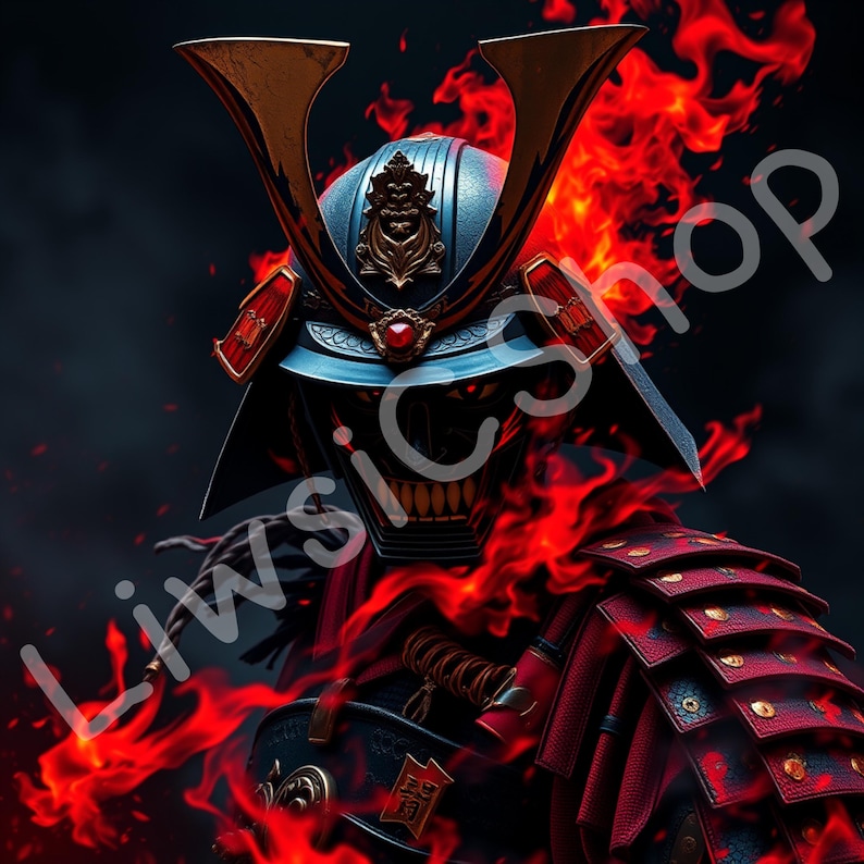 Samurai Full Blaze V1|samurai| Blaze | Digital Art Print | Wall Art ...