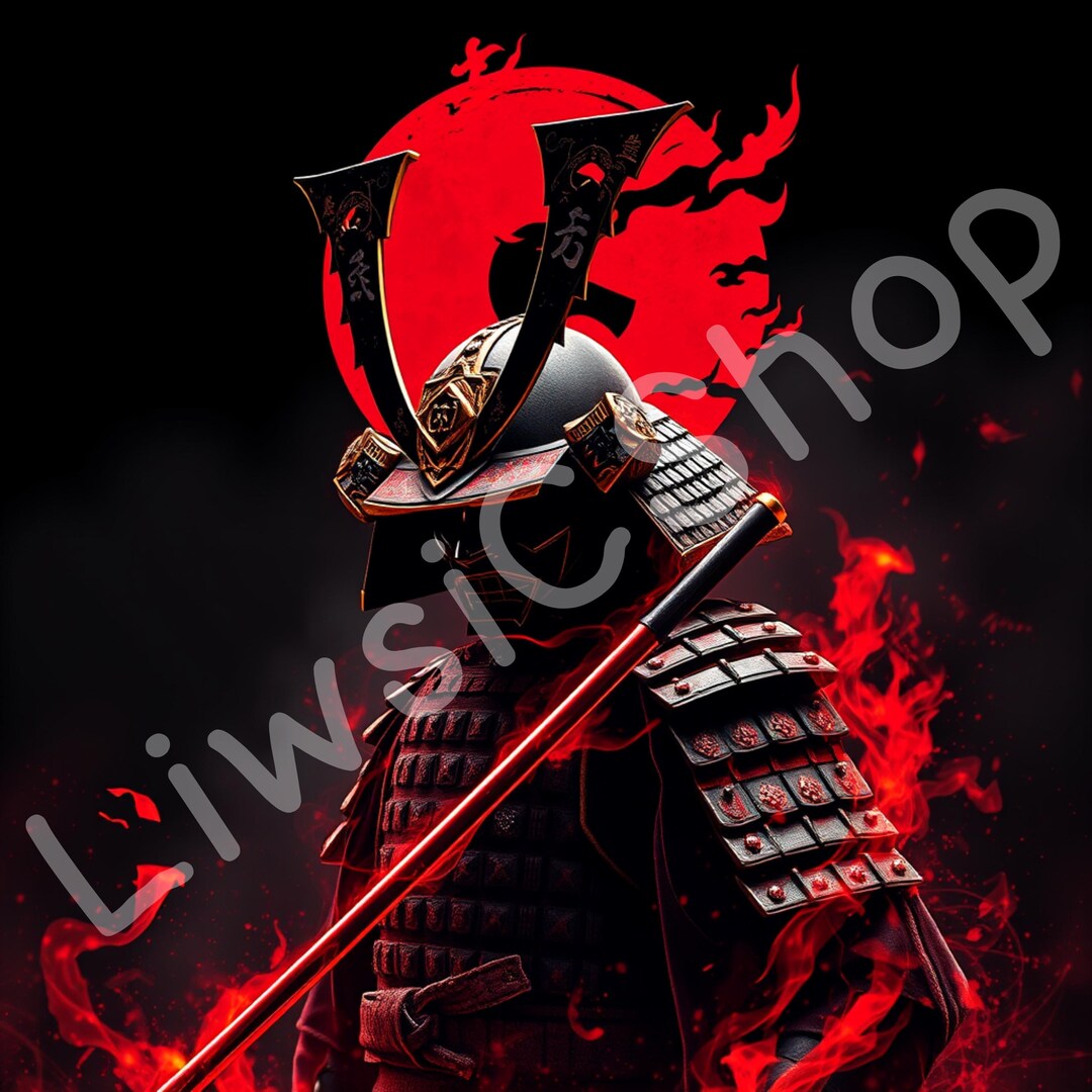 Samurai Full Blaze V2|samurai| Blaze | Digital Art Print | Wall Art ...