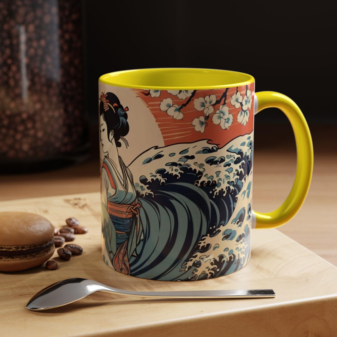 Geisha Ukiyo-e Coffee Mug - Japanese Art Accent Mug, 11oz Tea Cup ...