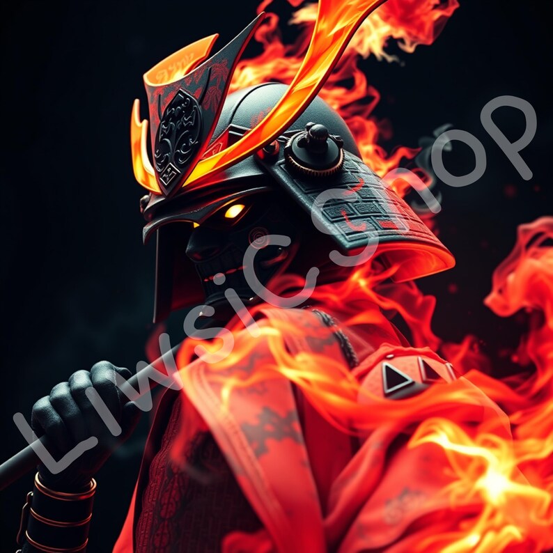 Samurai Full Blaze V1|samurai| Blaze | Digital Art Print | Wall Art ...
