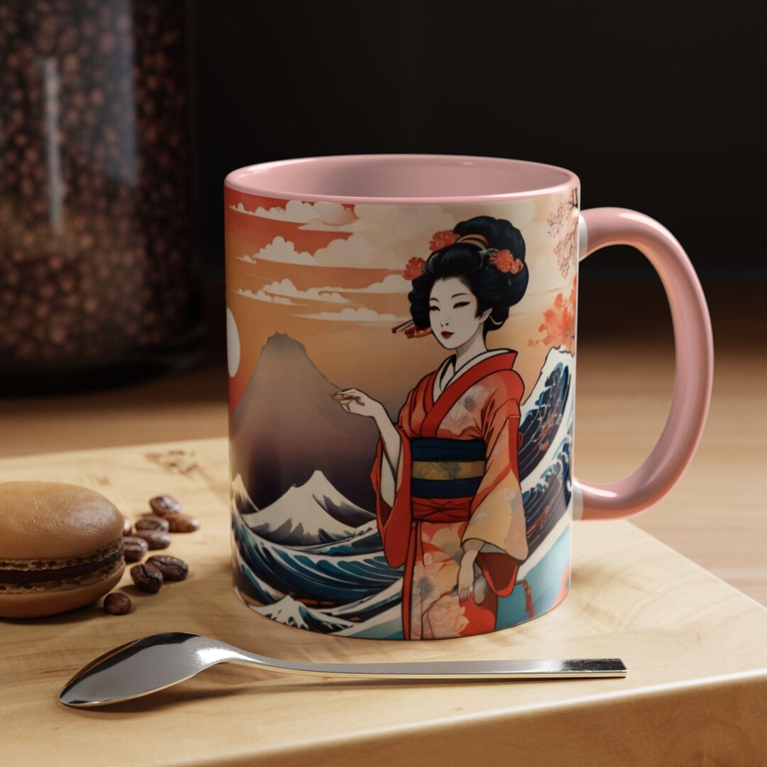 Geisha Ukiyo-e Coffee Mug, Japanese Art Tea Cup, Oriental Decor - Etsy