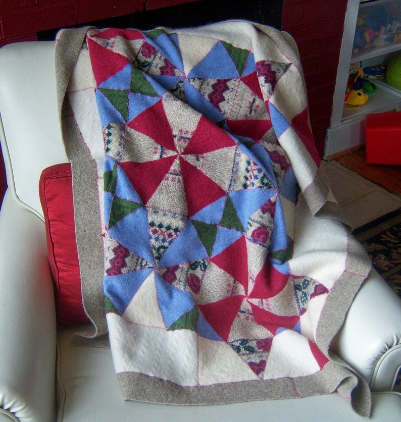 Recycled Wool Lap Baby Blanket/ Kaleidoscope Pattern - Etsy