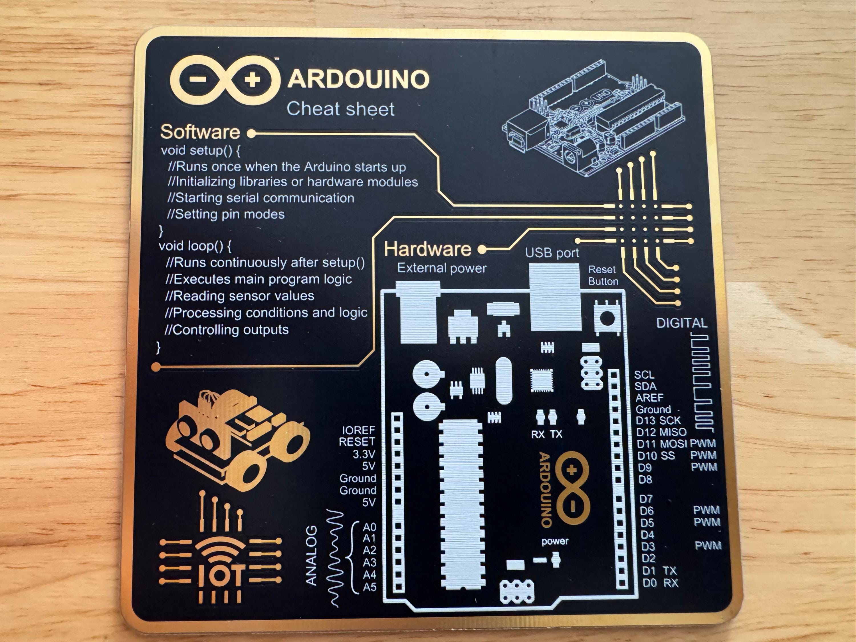 Arduino PCB Cheat Sheet Coasters: Gold Trace Printed Circuit Board - Etsy
