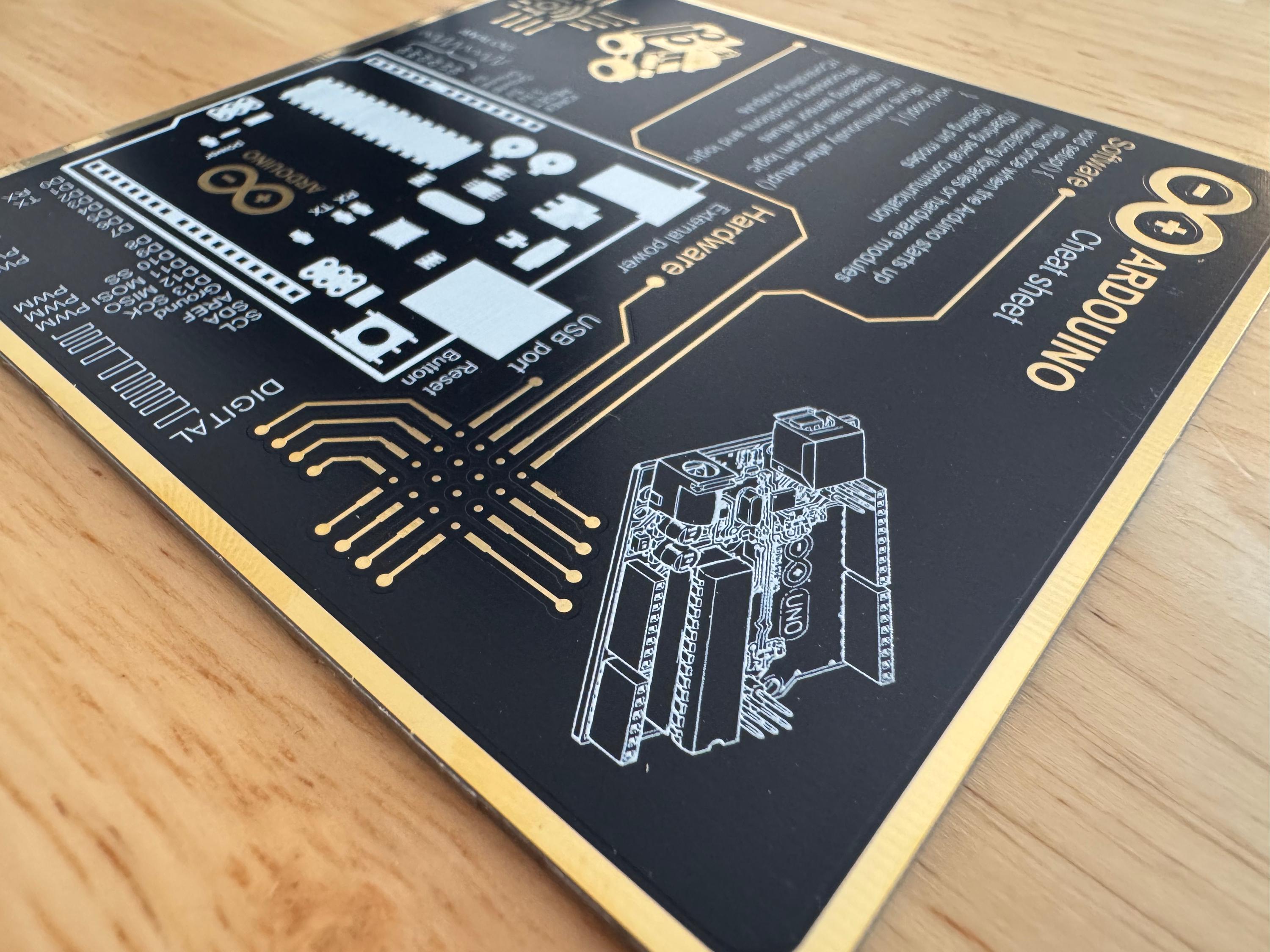 Arduino PCB Cheat Sheet Coasters: Gold Trace Printed Circuit Board - Etsy