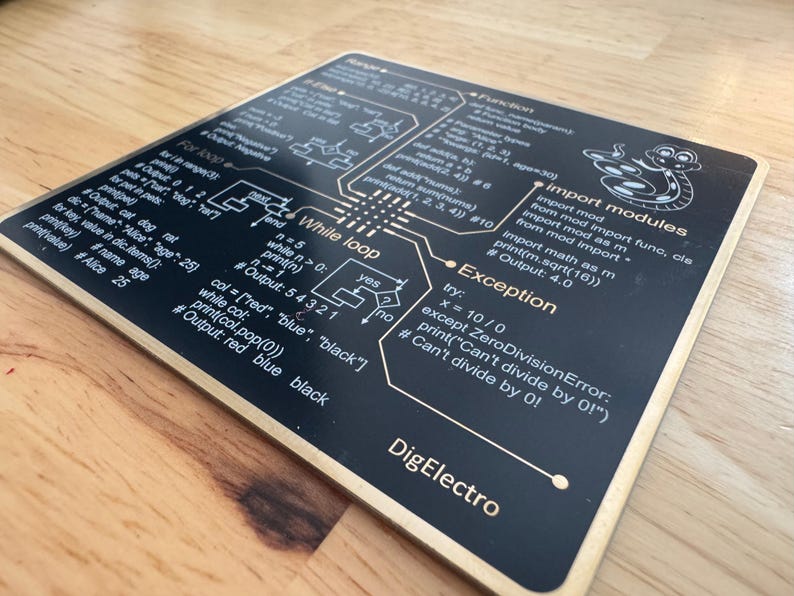 Python Cheat Sheet PCB Coasters: Gold Trace Printed Circuit Board - Etsy