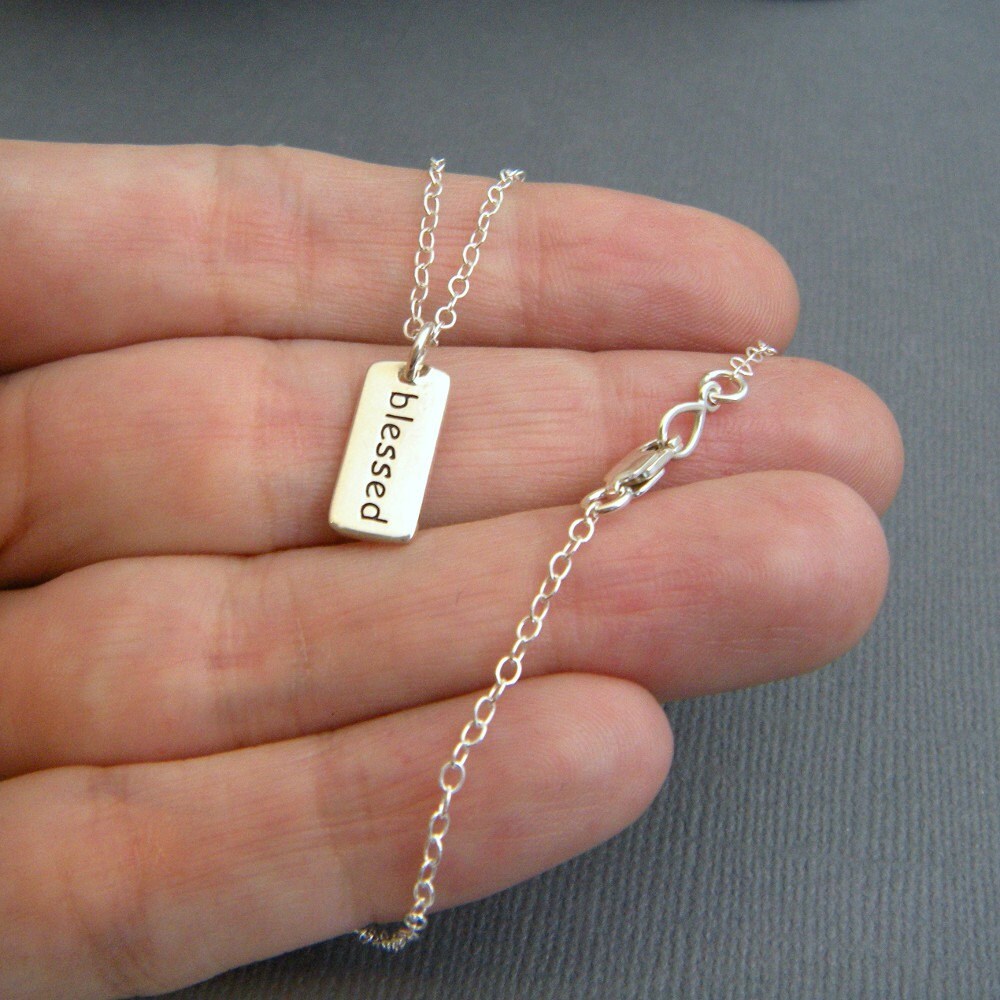 Silver Blessed Necklace. Tiny Sterling Silver Faith Jewelry. - Etsy