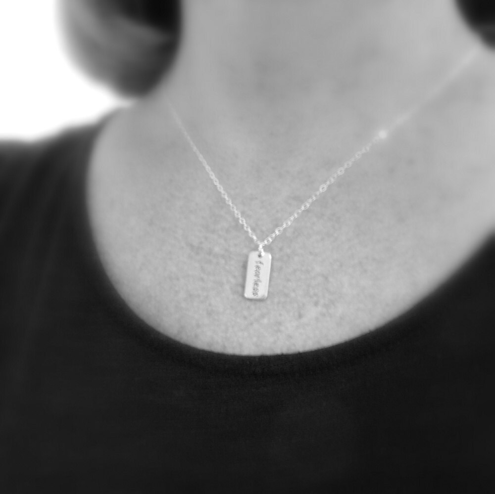Silver Fearless Necklace. Tiny Sterling Silver Inspirational | Etsy