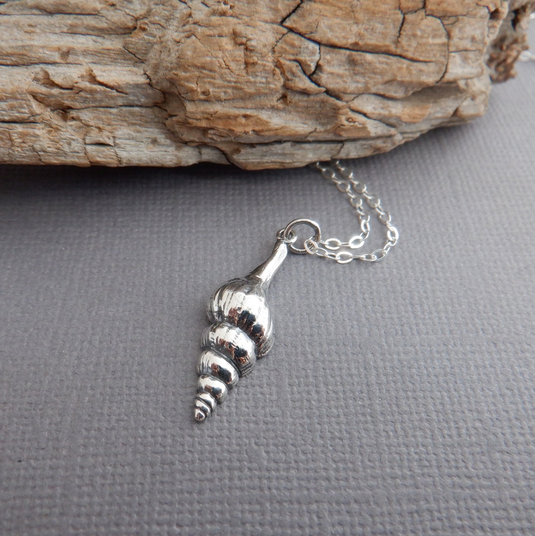 Sterling Silver Spiral Shell Necklace, Beach Jewelry 1" - Etsy