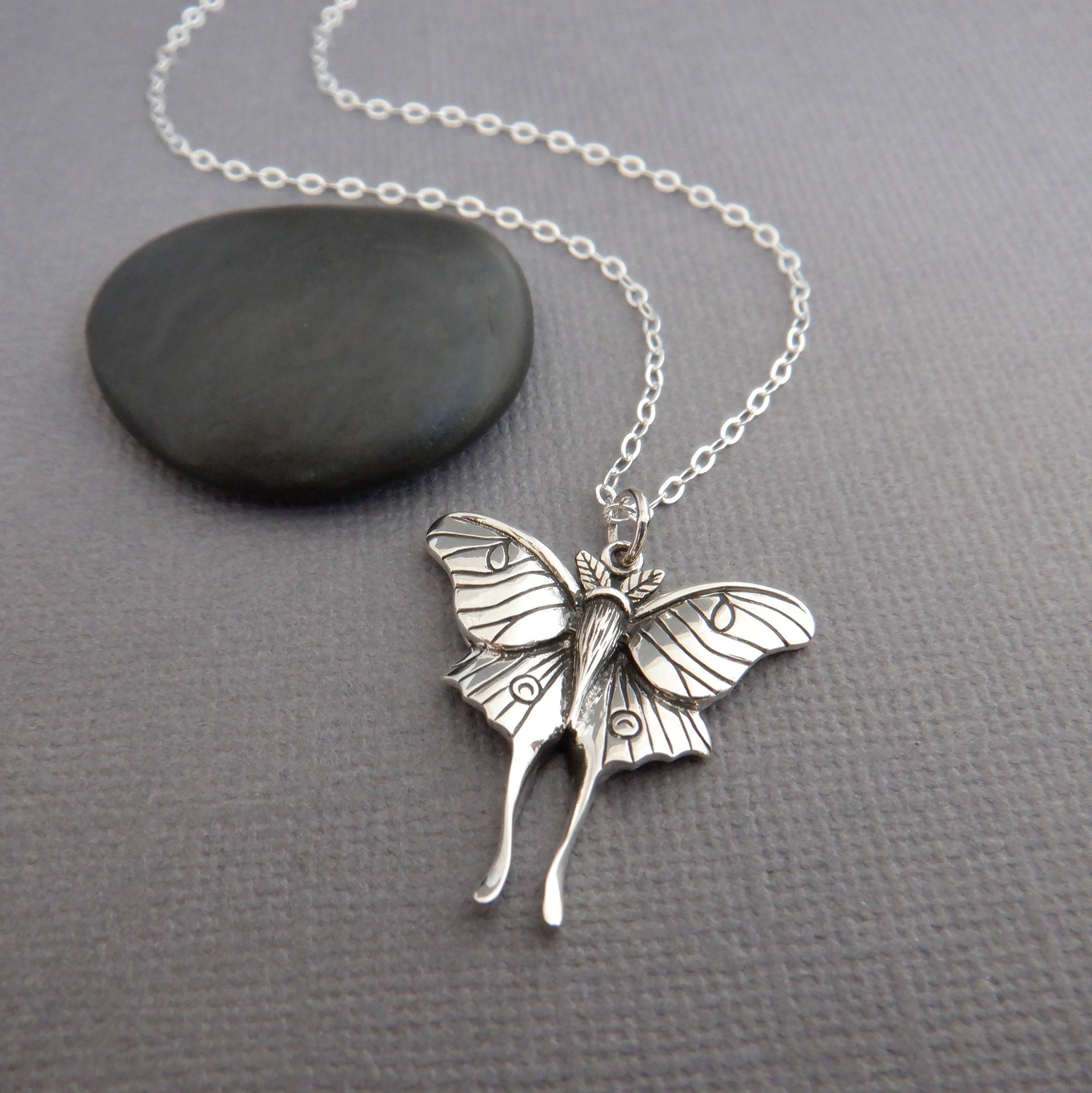 Sterling Silver Luna Moth Necklace Petite Insect Charm Dainty - Etsy