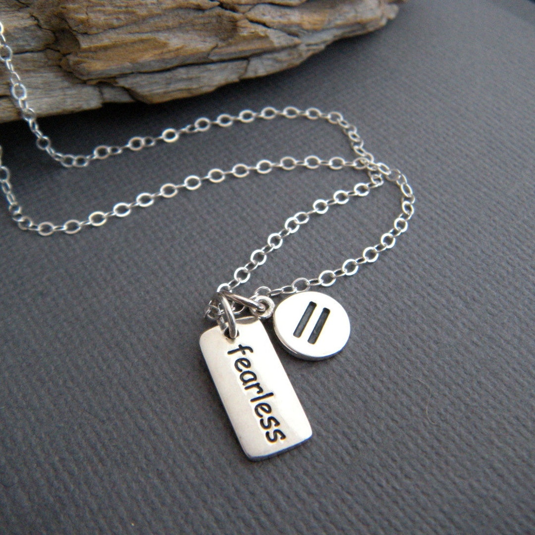 Sterling Silver Fearless Equality Sign Necklace Gender Pride - Etsy