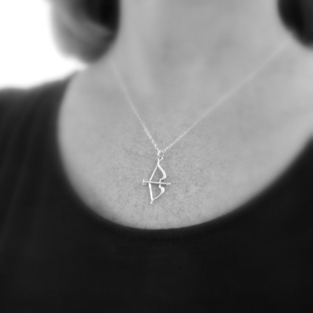 Silver Bow and Arrow Necklace. Sterling Silver Necklace. - Etsy