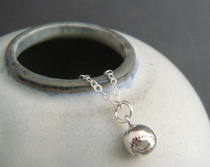 Tiny Sterling Silver Softball Necklace. Small 3D Softball Fan Mom ...