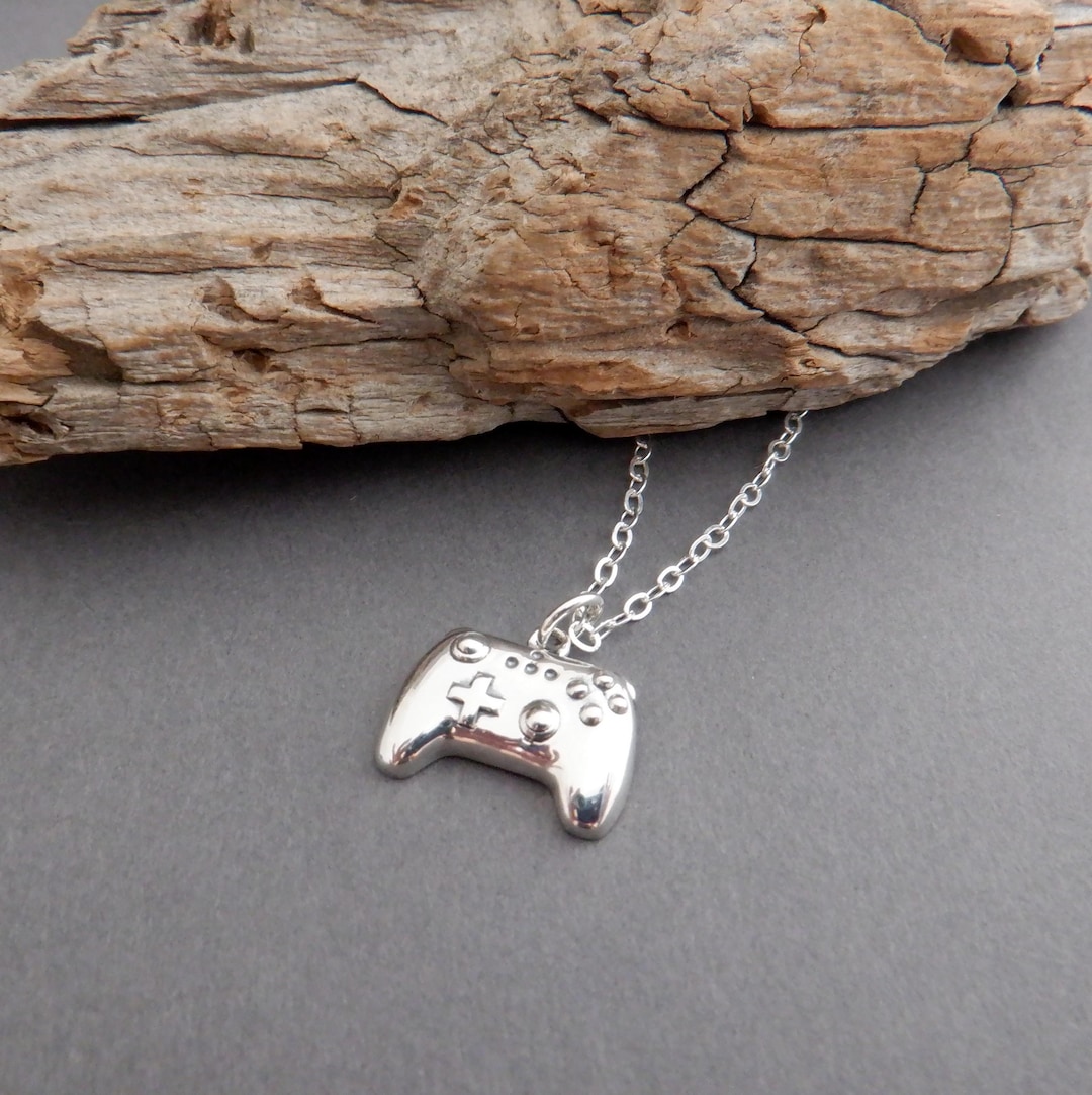 Small Sterling Silver Video Game Controller Necklace. Tiny Gamer Hobby ...