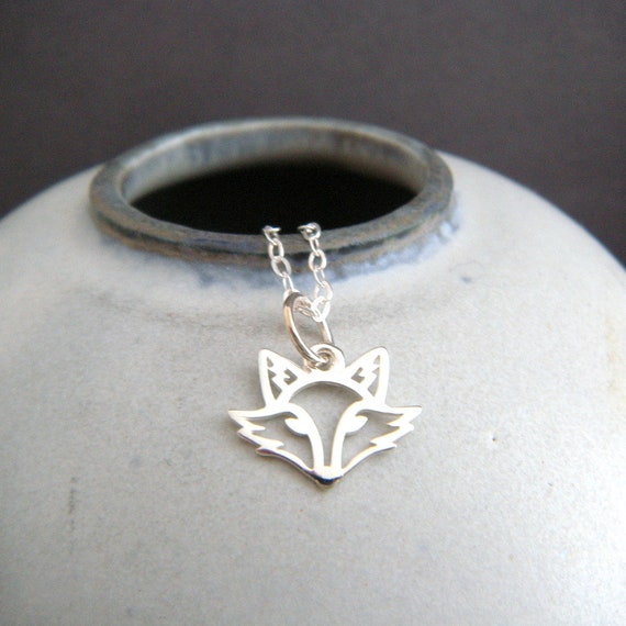 Small sterling silver fox head necklace spirit animal symbol | Etsy