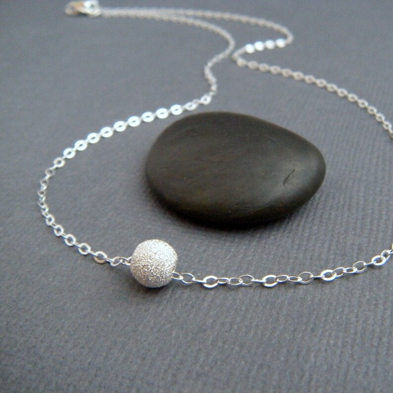 Simple Bead Necklace. Small Round Ball Sterling Silver | Etsy