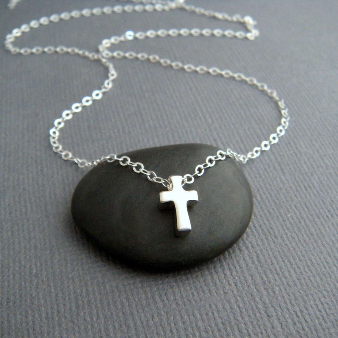 Tiny Cross Necklace. Sterling Silver Christian Faith Pendant. Petite ...