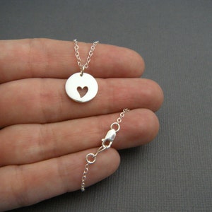 Simple Heart Necklace. Small Silver Heart. Everyday Necklace. Circle ...