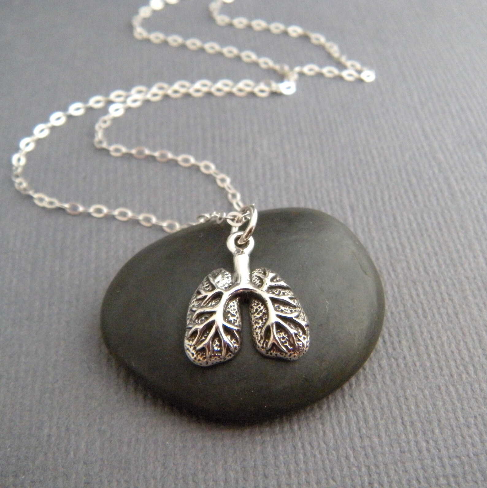 Sterling Silver Anatomic Lungs Necklace Body Anatomical Charm | Etsy