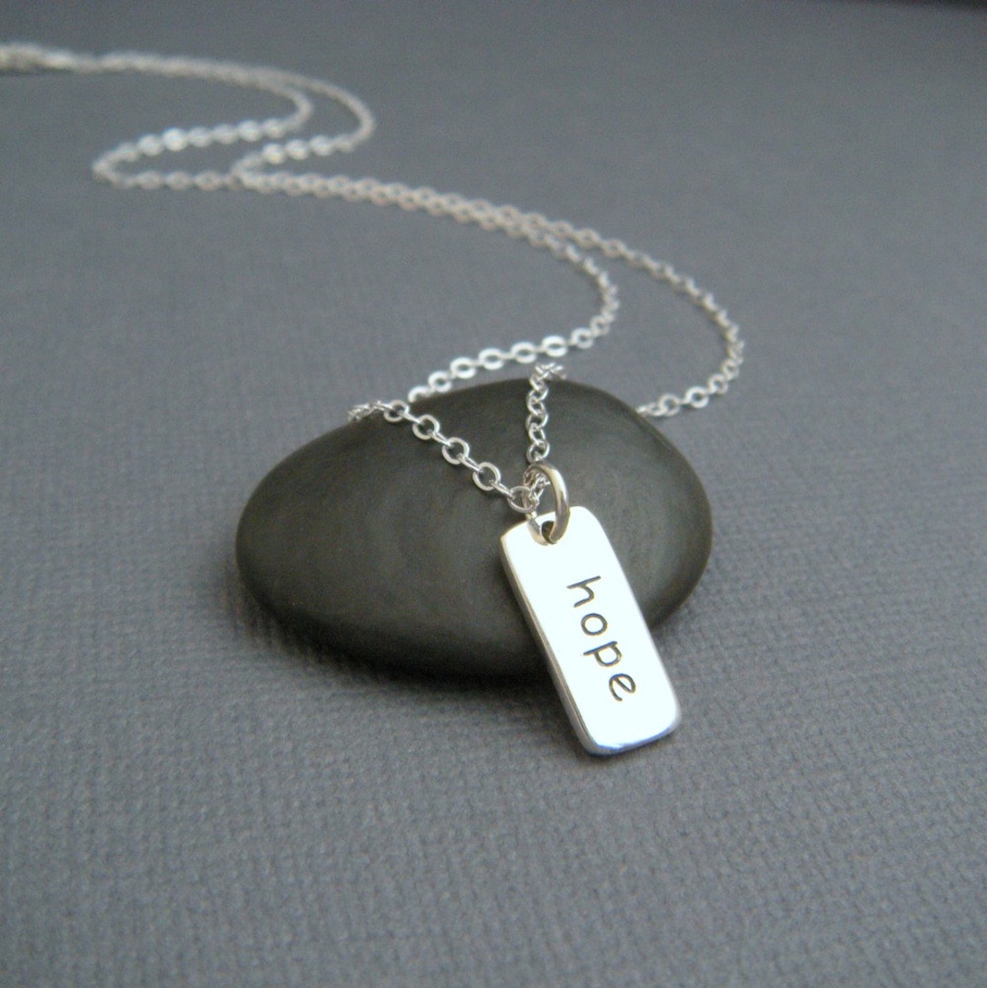 Silver Hope Necklace. Tiny Sterling Silver Inspirational Jewelry ...