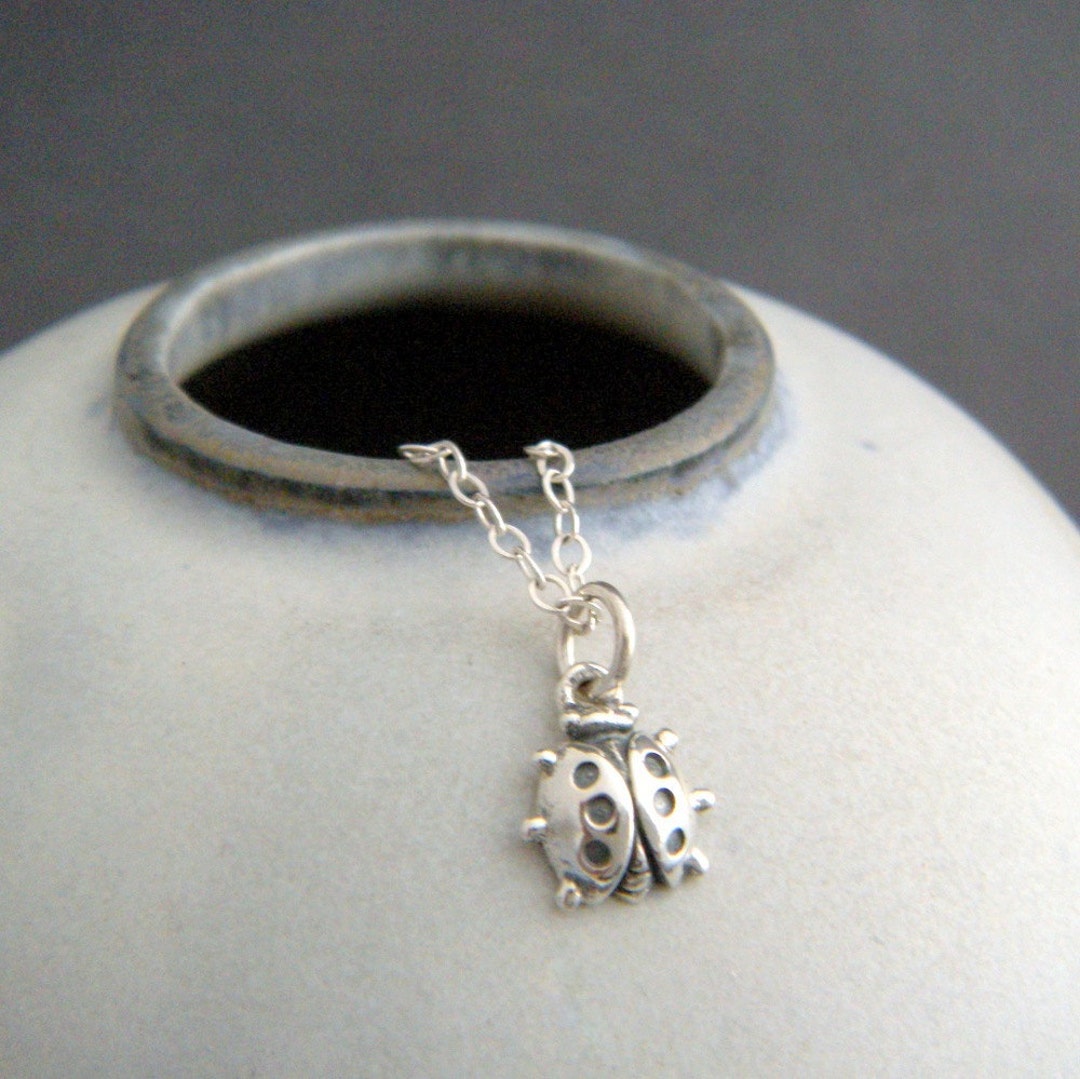 Tiny Ladybug Necklace. Sterling Silver Lady Bug Pendant. Spirit Animal ...
