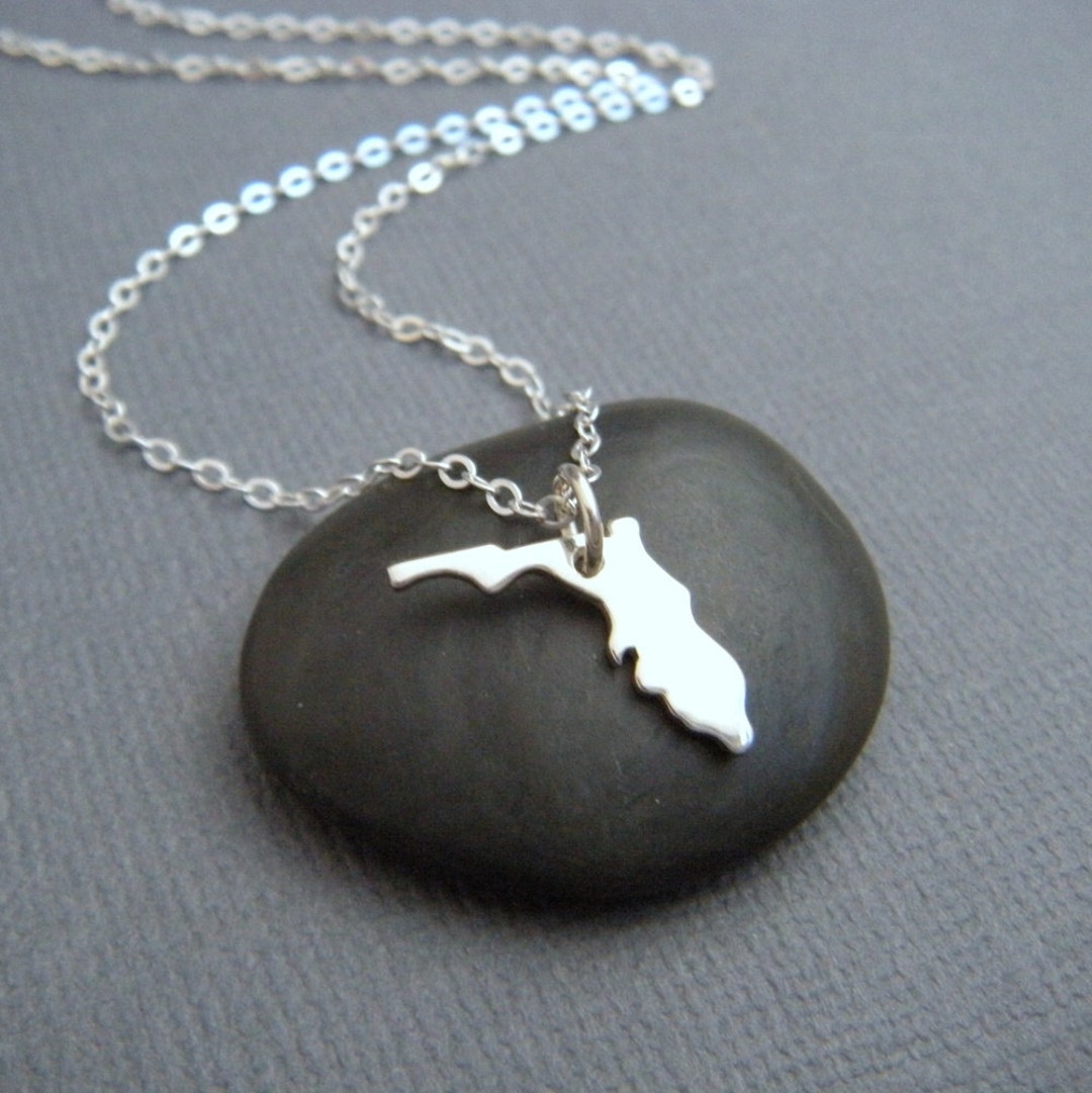 Sterling Silver Florida State Necklace, Tiny FL Pendant 3/8" - Etsy