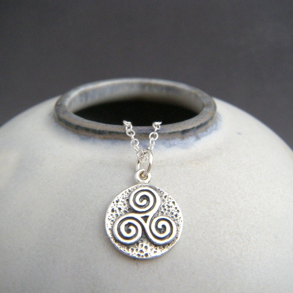 Sterling Silver Triple Spiral Necklace Small Amulet Charm Yoga | Etsy