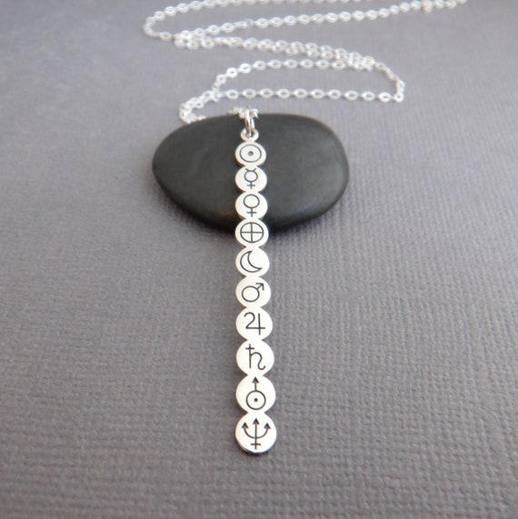 Sterling Silver Planetary Symbol Necklace Solar System - Etsy