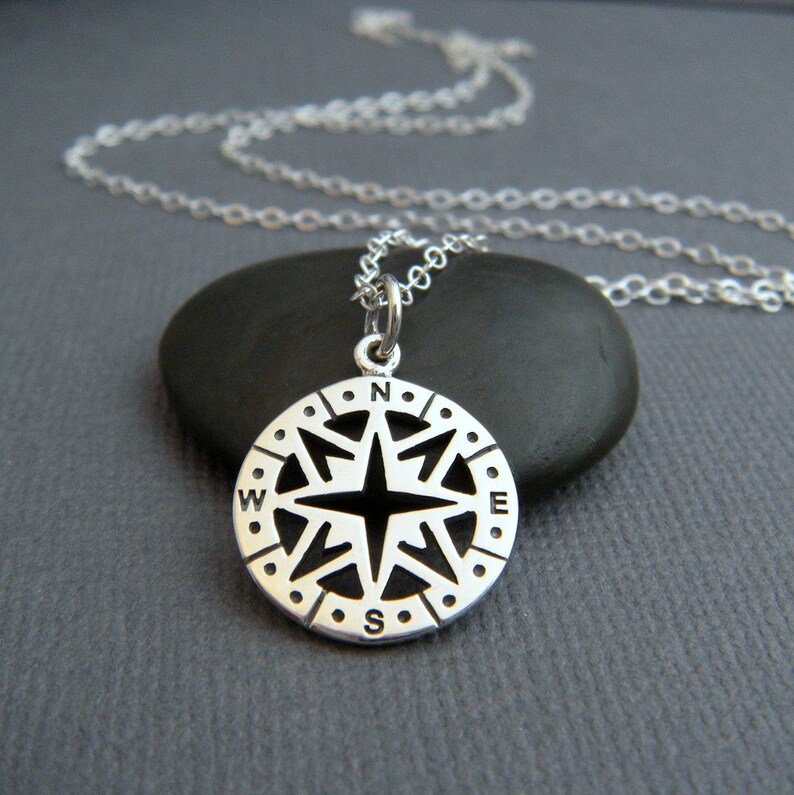 Sterling Silver Compass Necklace. Small Simple Everyday | Etsy