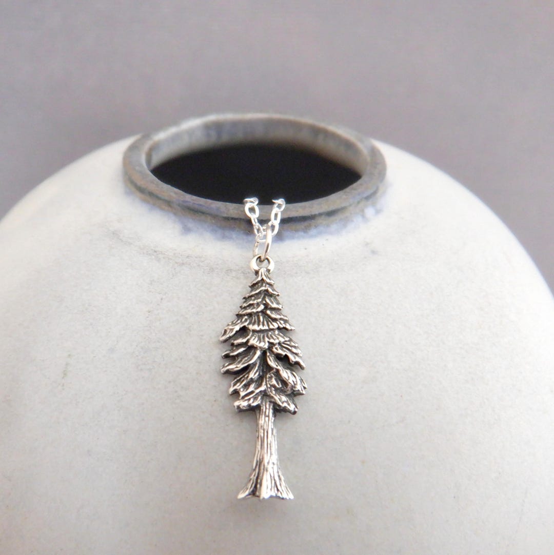 Sterling Silver Single Pine Tree Necklace. 1 One Realistic Evergreen ...