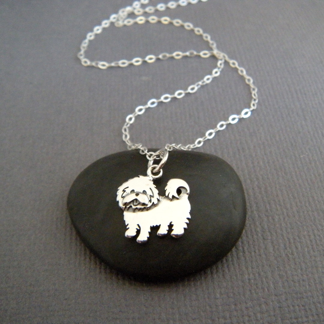 Sterling Silver Dog Necklace Maltese Yorkie Shih Tzu Terrier Lhasa Apso ...