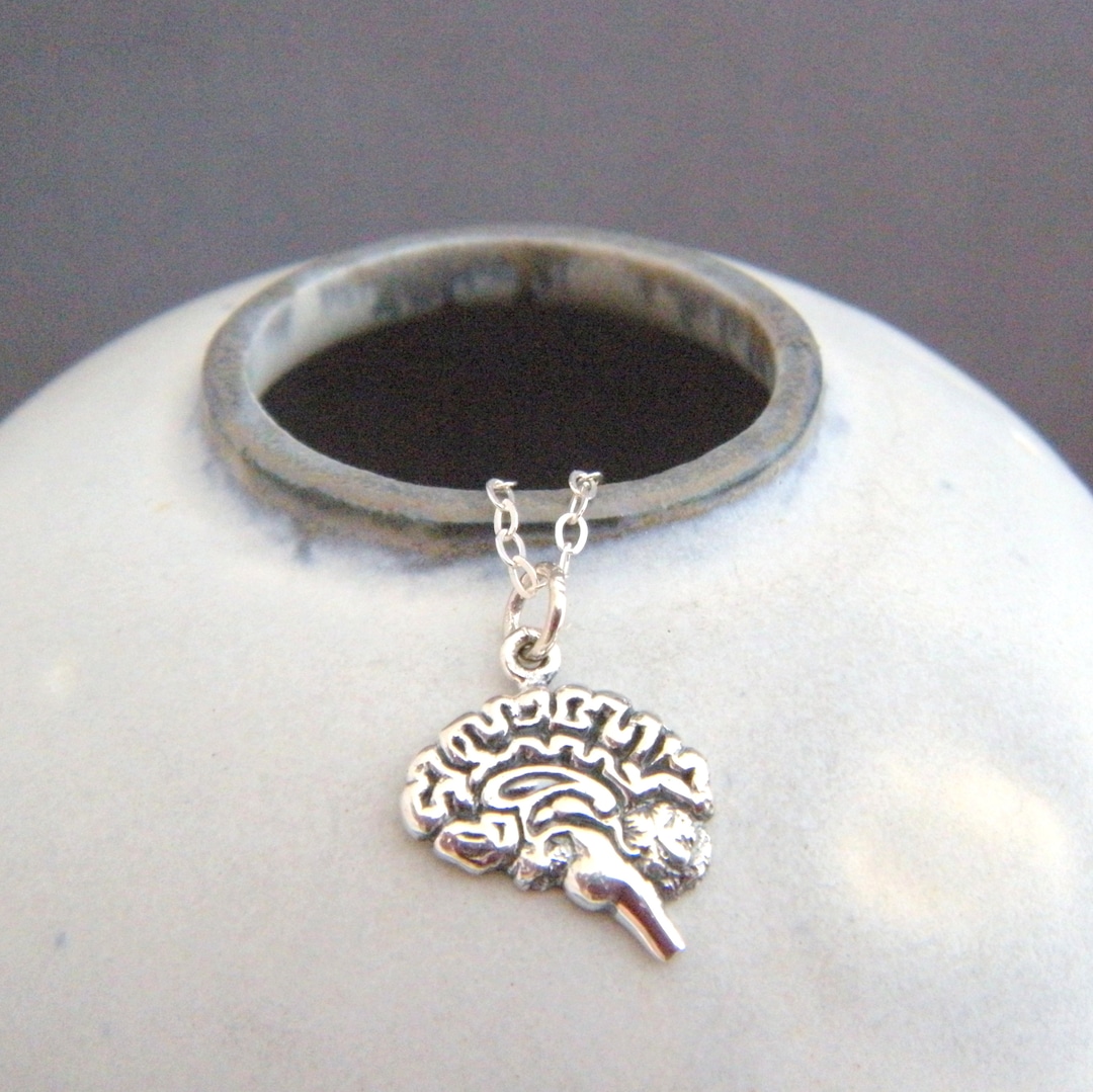 Sterling Silver Brain Necklace Body Part Replica Anatomical Charm ...