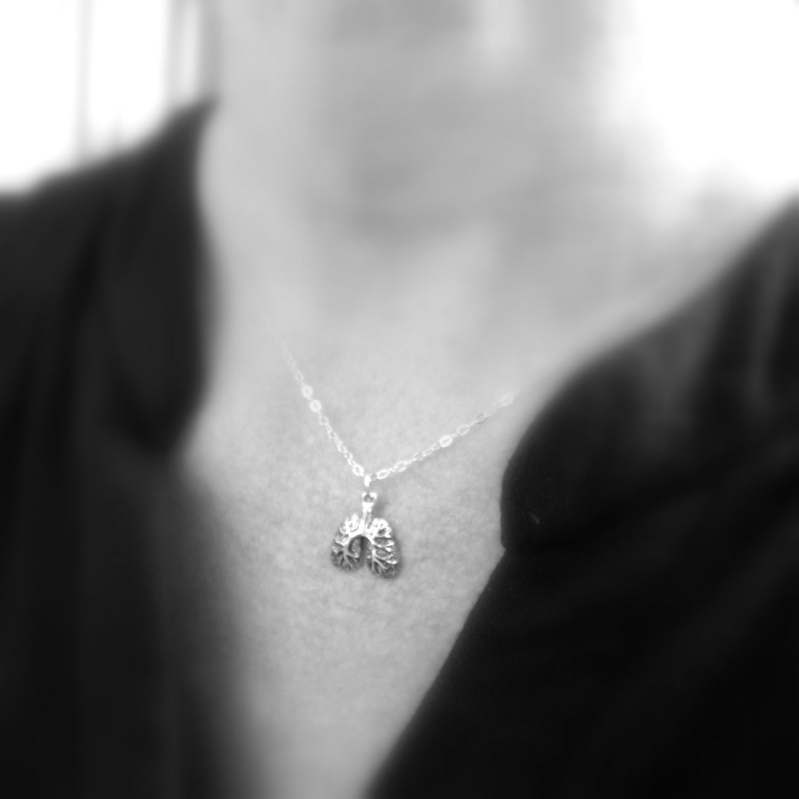 Sterling Silver Anatomic Lungs Necklace Body Anatomical Charm | Etsy