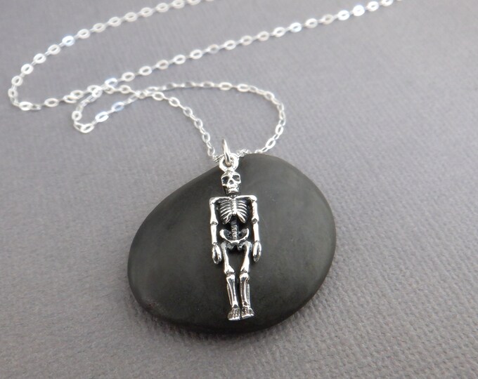 SKELETON Halloween Solid Sterling Silver 925 Charm Pendant 3D Halloween ...