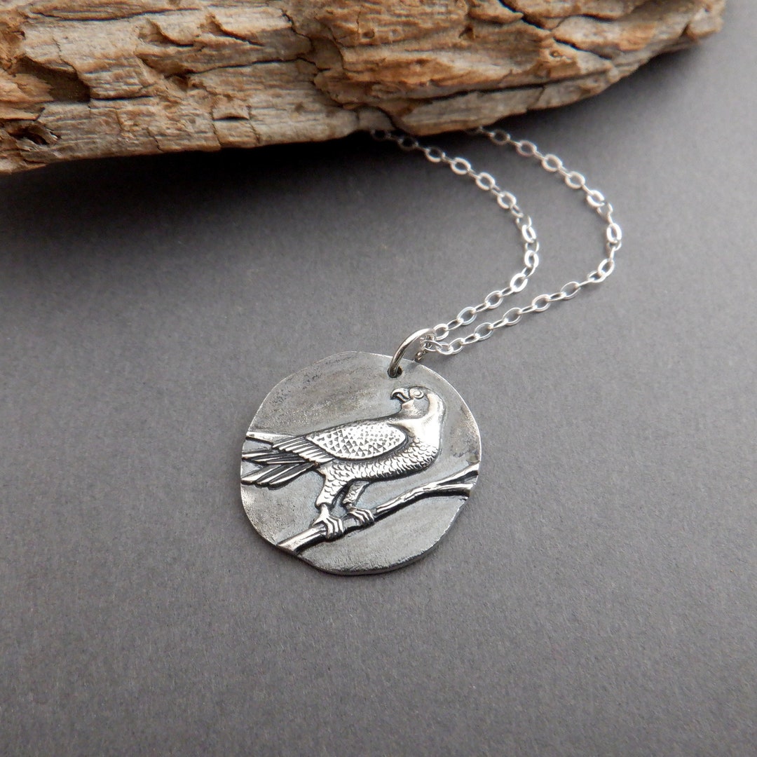 Sterling Silver Falcon Necklace. Small Bird of Prey Graduation Grad ...