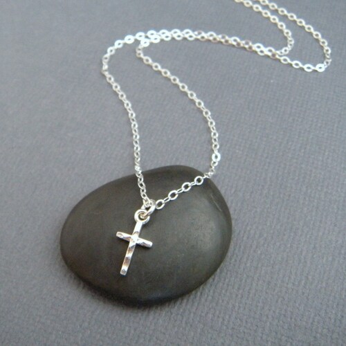TINY Silver Cross Necklace Simple Sterling Silver Cross - Etsy