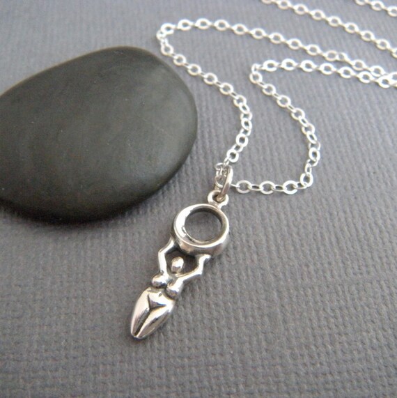 Sterling Silver Moon Goddess Necklace. Small Fertility Charm | Etsy