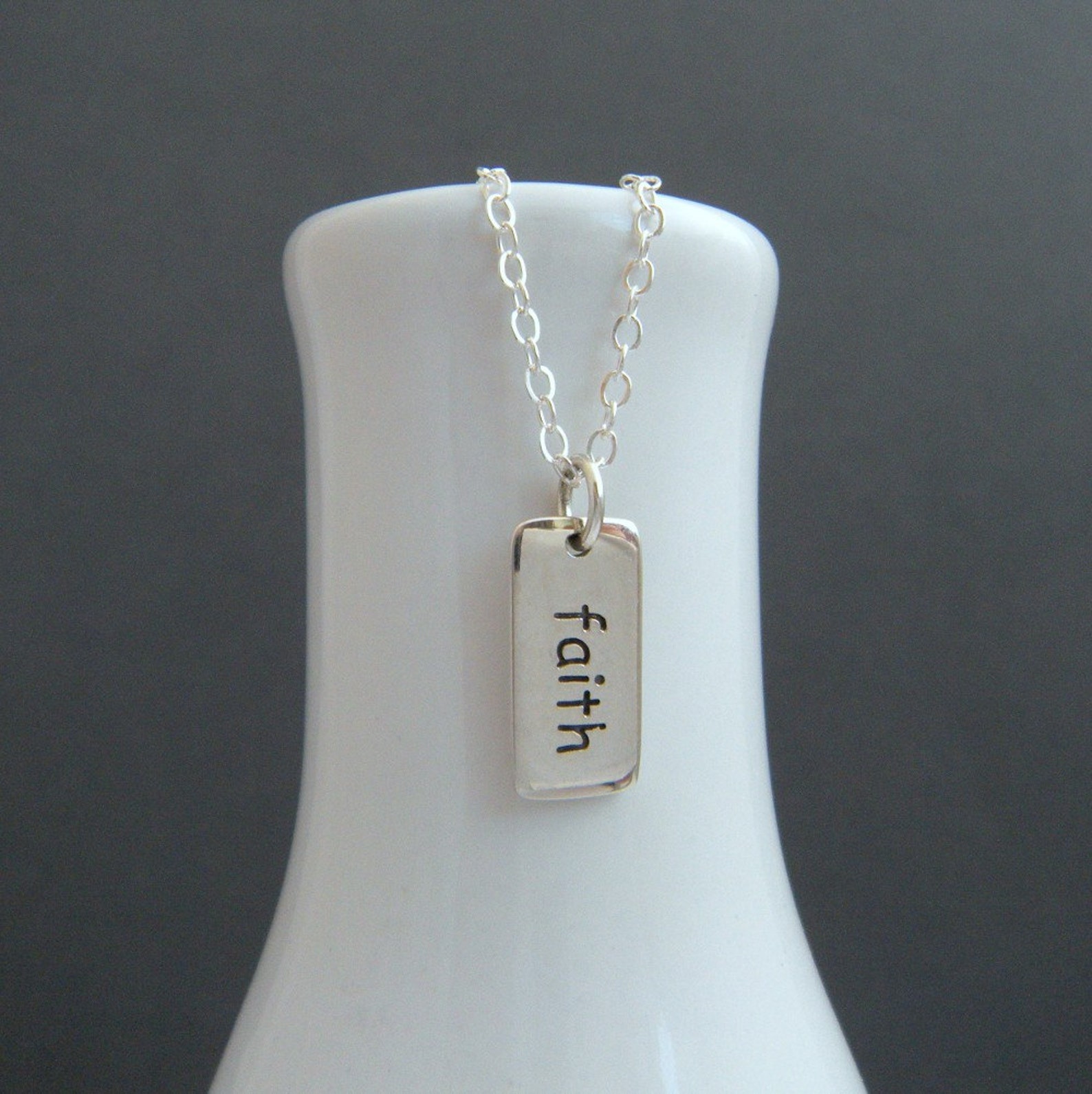 Silver Faith Necklace. Tiny Sterling Silver Inspirational | Etsy