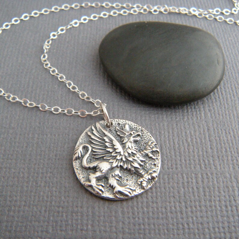 Sterling silver Griffin necklace small replica Greek mythology | Etsy